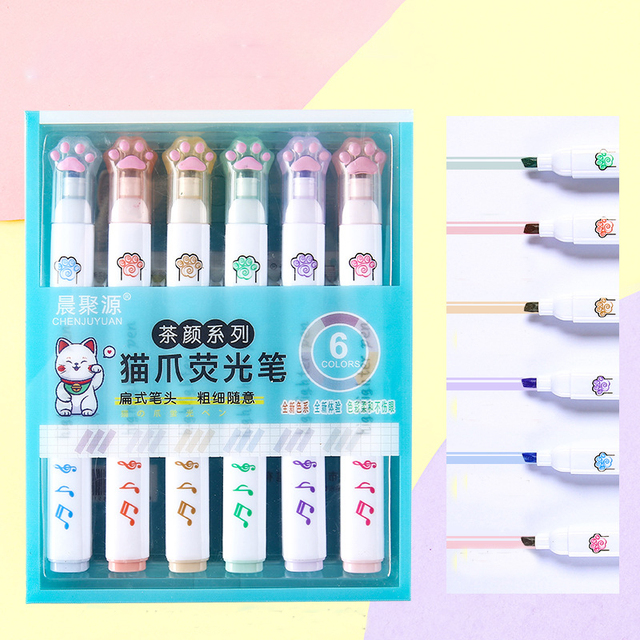 Kawaii Fluorescent Creative Cat Claw Marker Pens - Juhi
